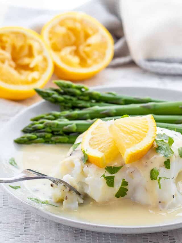 Easy White Fish with Healthy Lemon Garlic Sauce Story - Haute & Healthy ...