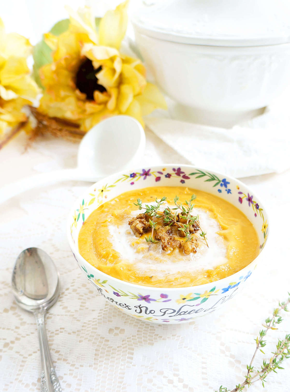 Roasted Sweet Potato Soup with Maple Glazed Walnuts | Haute & Healthy ...