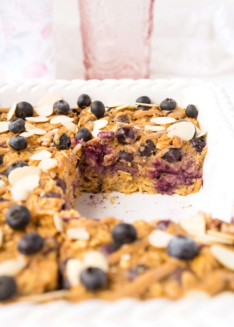 Blueberry Almond Baked Oatmeal | Haute & Healthy Living