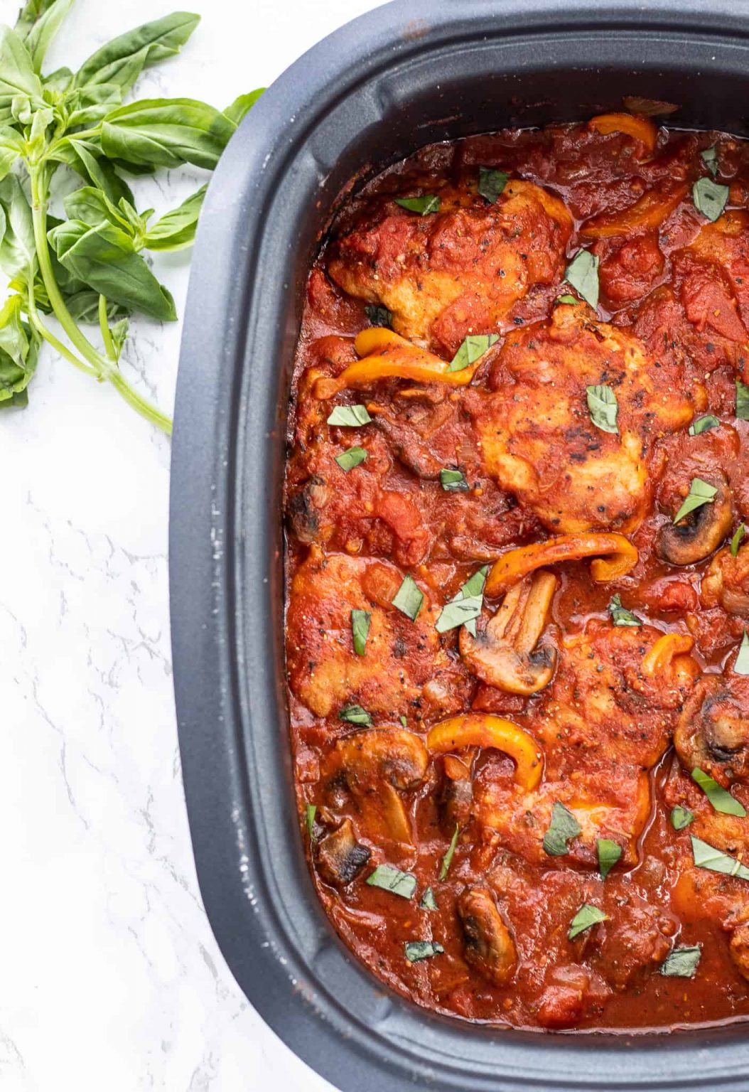 Slow Cooker Chicken Cacciatore - Haute & Healthy Living