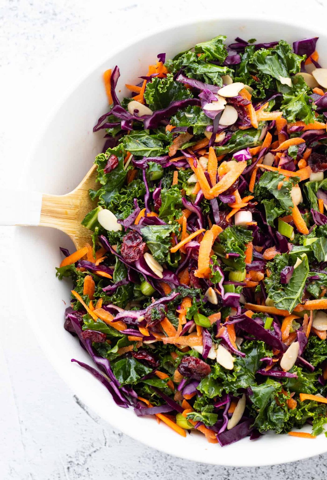 Chopped Kale Salad with Cranberries and Almonds