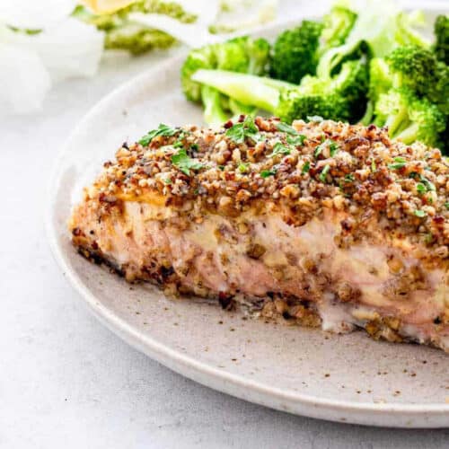 Walnut Crusted Salmon with Dijon Mustard - Haute & Healthy Living