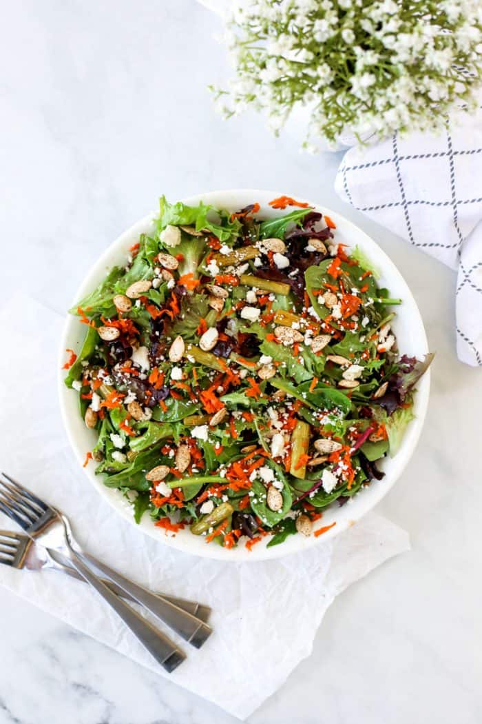 Spring Mix Salad with Roasted Asparagus - Haute & Healthy Living
