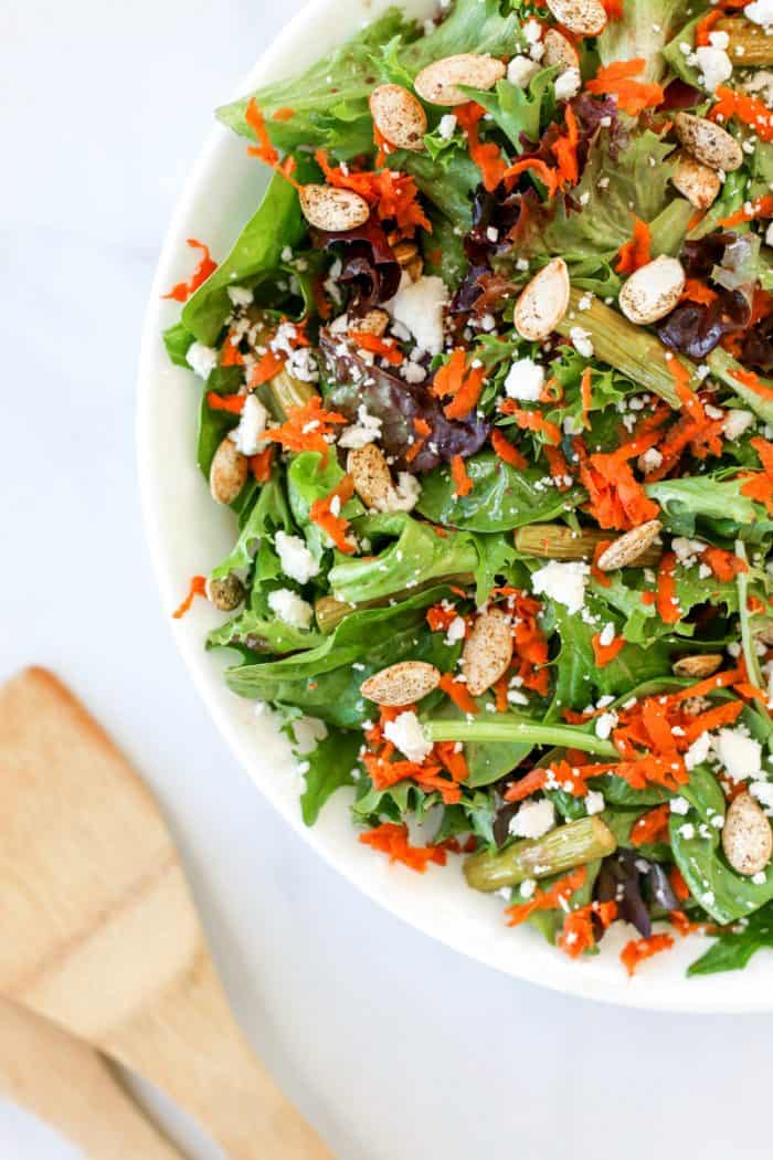 Spring Mix Salad with Roasted Asparagus - Haute & Healthy Living