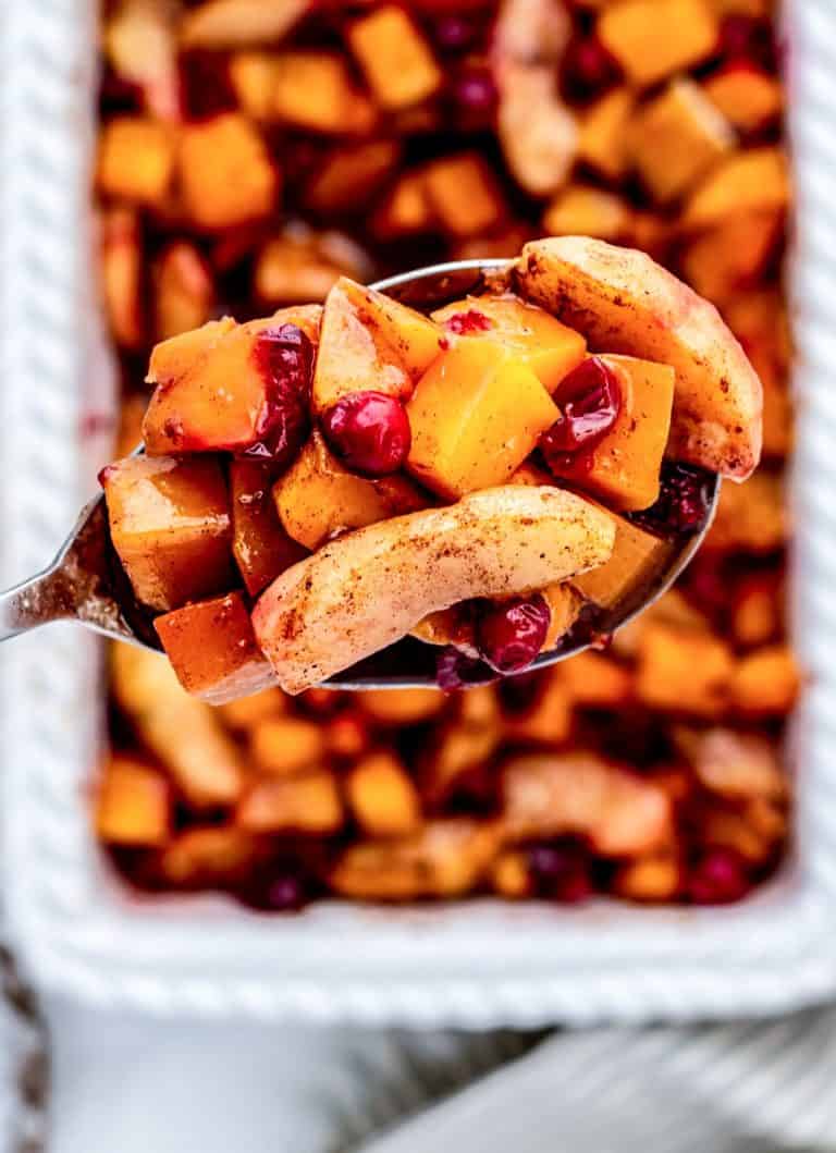 Healthy Butternut Squash Apple Cranberry Casserole