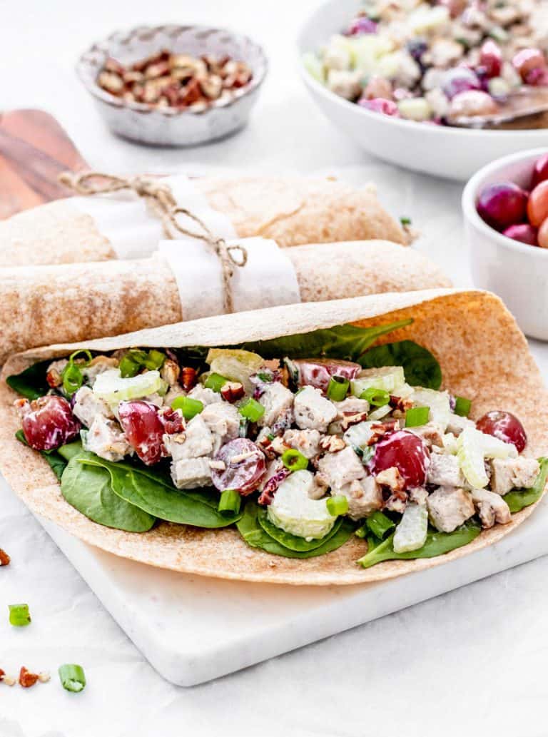 Healthy Turkey Wrap with Grapes and Pecans