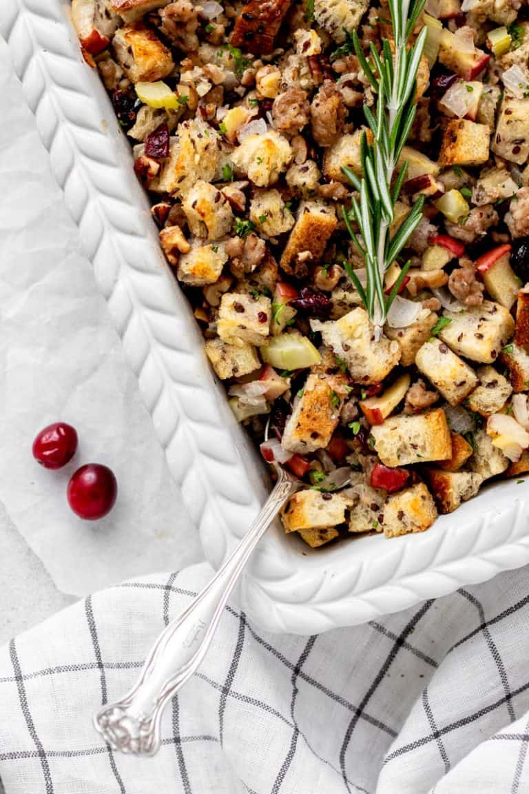 Thanksgiving Sausage Stuffing Recipe with Cranberries