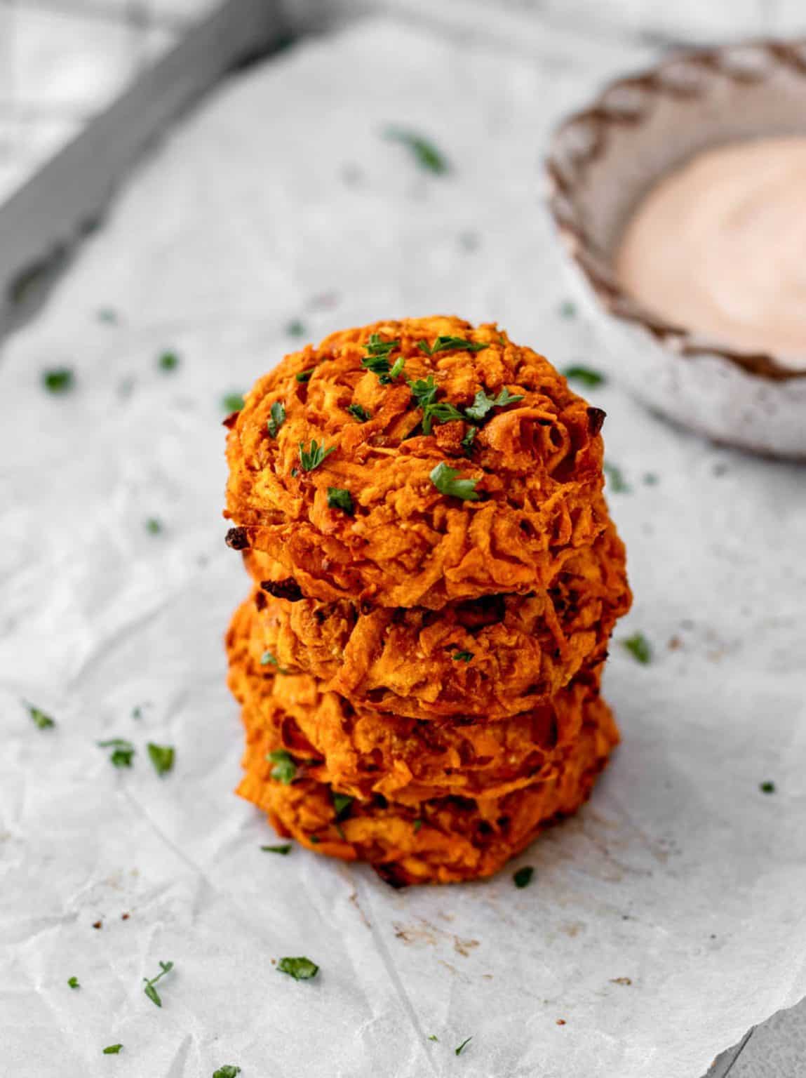 Baked Sweet Potato Fritters - Haute & Healthy Living