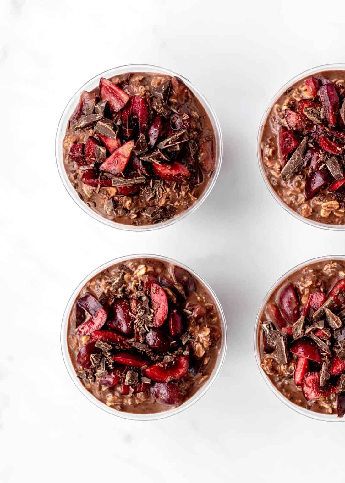 Chocolate Cherry Overnight Oats - Haute & Healthy Living