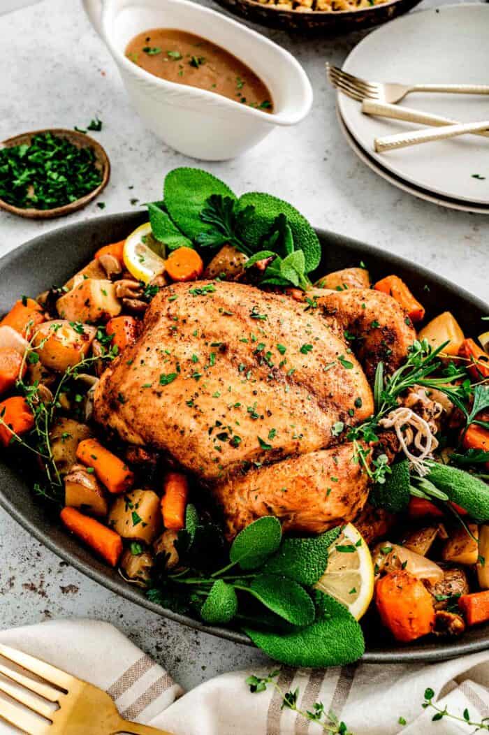 Slow Cooker Thanksgiving Whole Chicken and Veggies