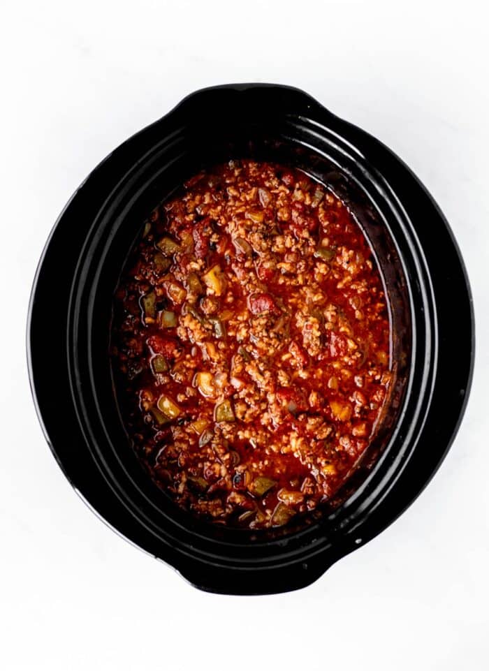 Healthy Crock Pot Stuffed Pepper Soup {with Uncooked Rice}