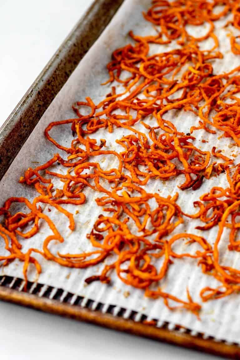 Baked Curly Sweet Potato Fries {with Cornstarch} - Haute & Healthy Living