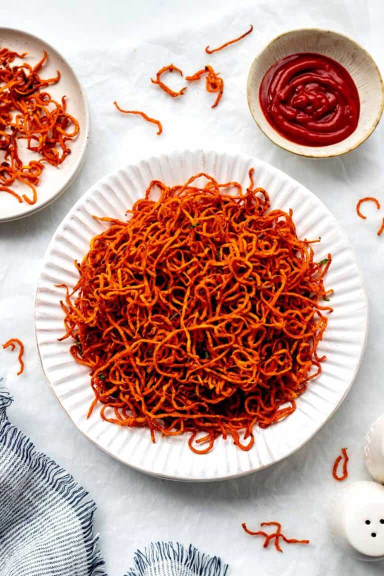 Baked Curly Sweet Potato Fries {with Cornstarch} - Haute & Healthy Living