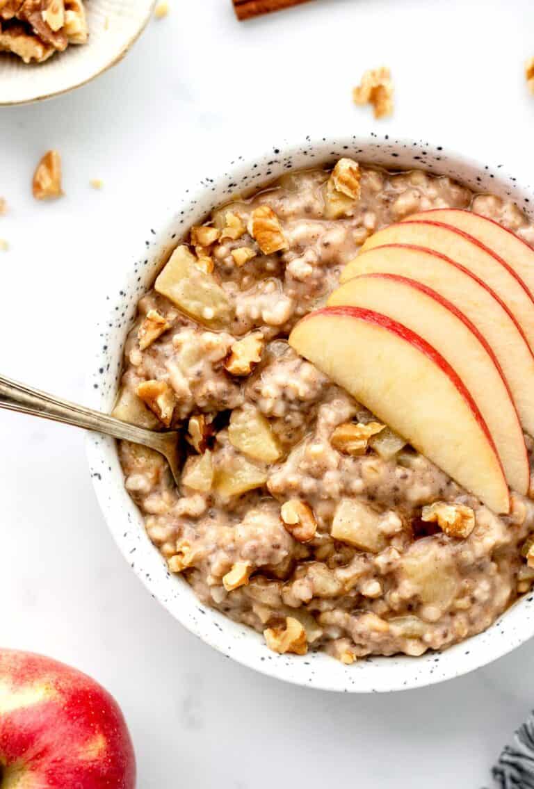 Crock Pot Apple Cinnamon Steel Cut Oatmeal Recipe - Haute & Healthy Living