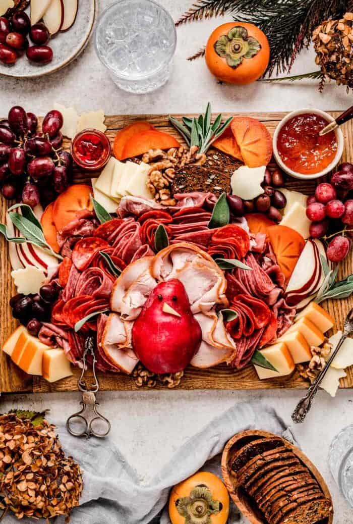 Thanksgiving Turkey Charcuterie Board {with Pear} - Haute & Healthy Living