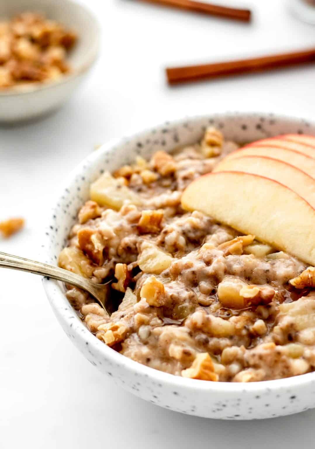 Crock Pot Apple Cinnamon Steel Cut Oatmeal Recipe - Haute & Healthy Living