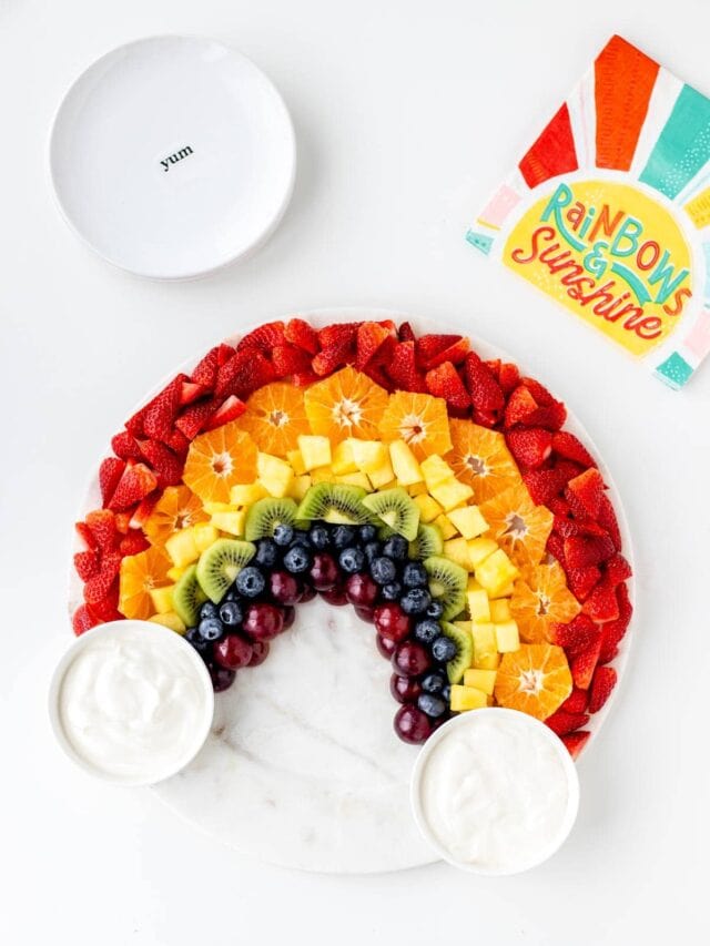 Rainbow Fruit Tray with Yogurt Dip Story - Haute & Healthy Living