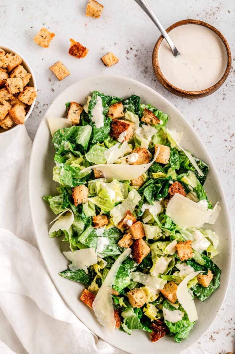 Healthy Caesar Salad Dressing {No Mayo, No Egg} - Haute & Healthy Living