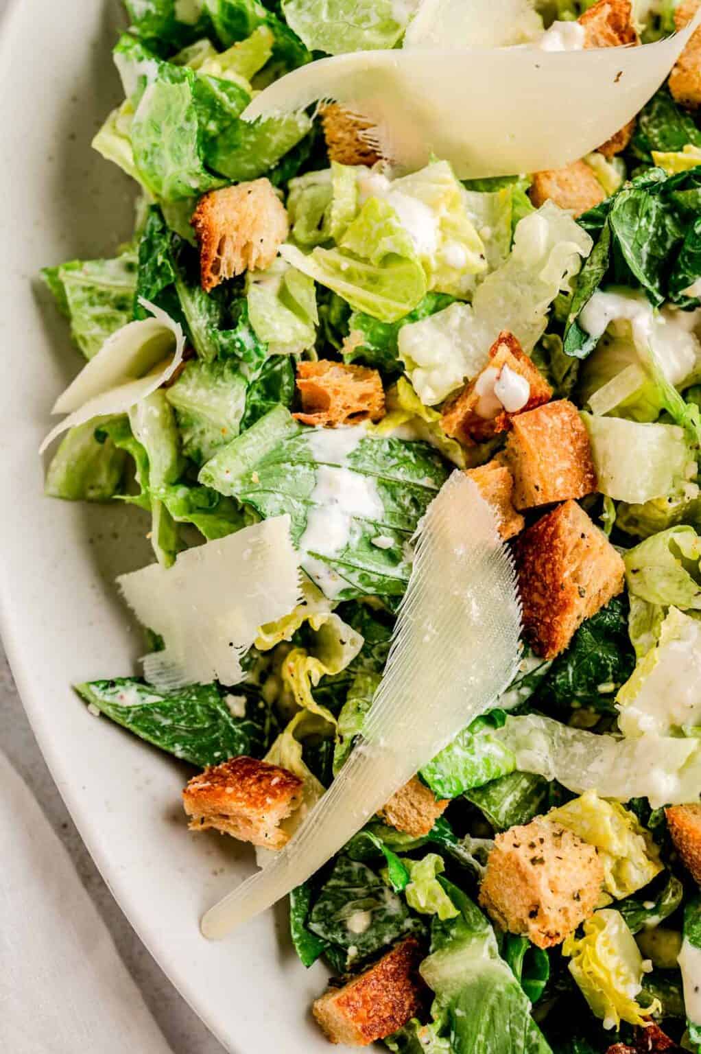 Healthy Caesar Salad with Homemade Croutons - Haute & Healthy Living