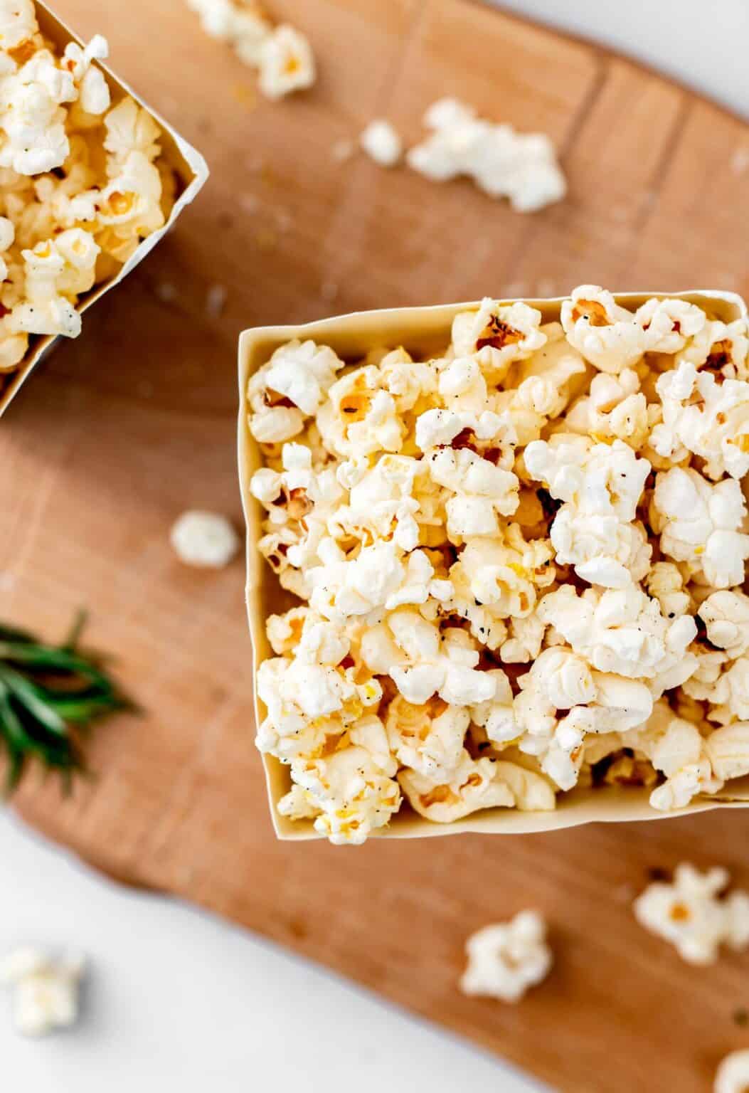 Lemon Parmesan Rosemary Popcorn Recipe - Haute & Healthy Living