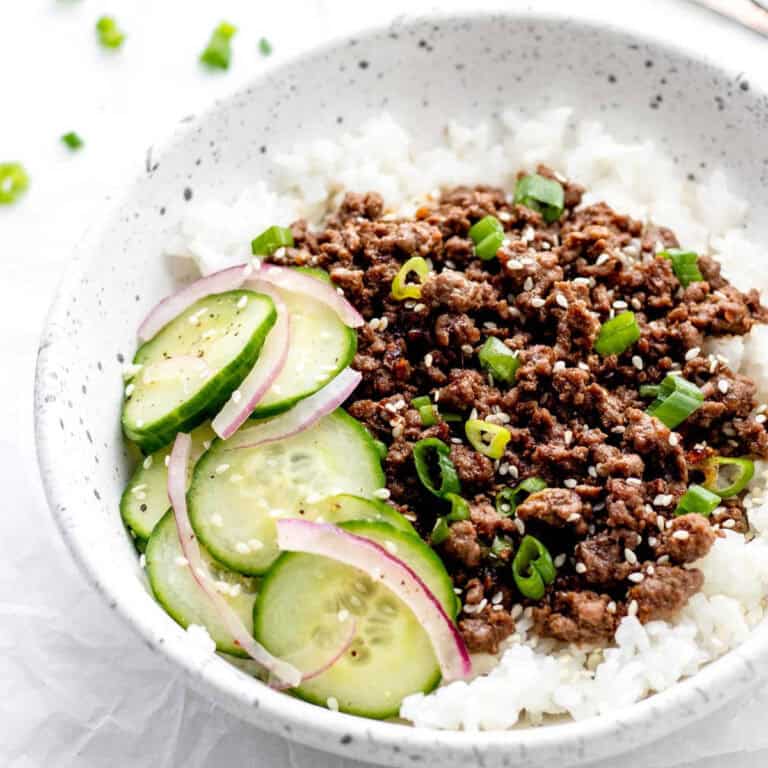 Healthy Korean Ground Beef Bowls - Haute & Healthy Living