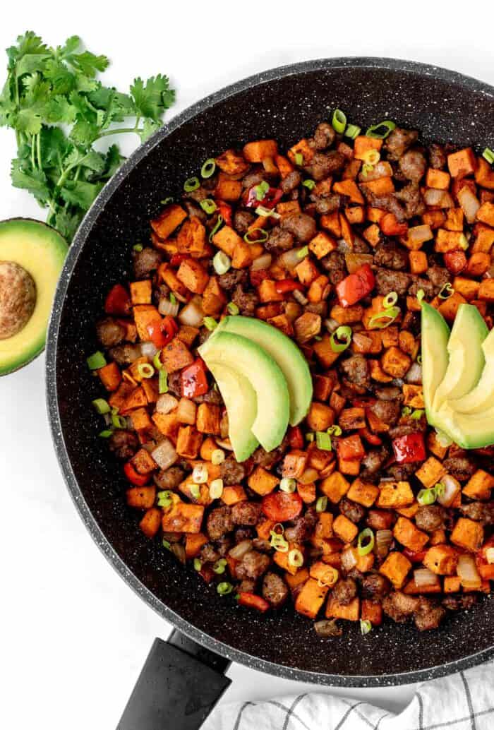 Ground Turkey Sausage and Sweet Potato Hash