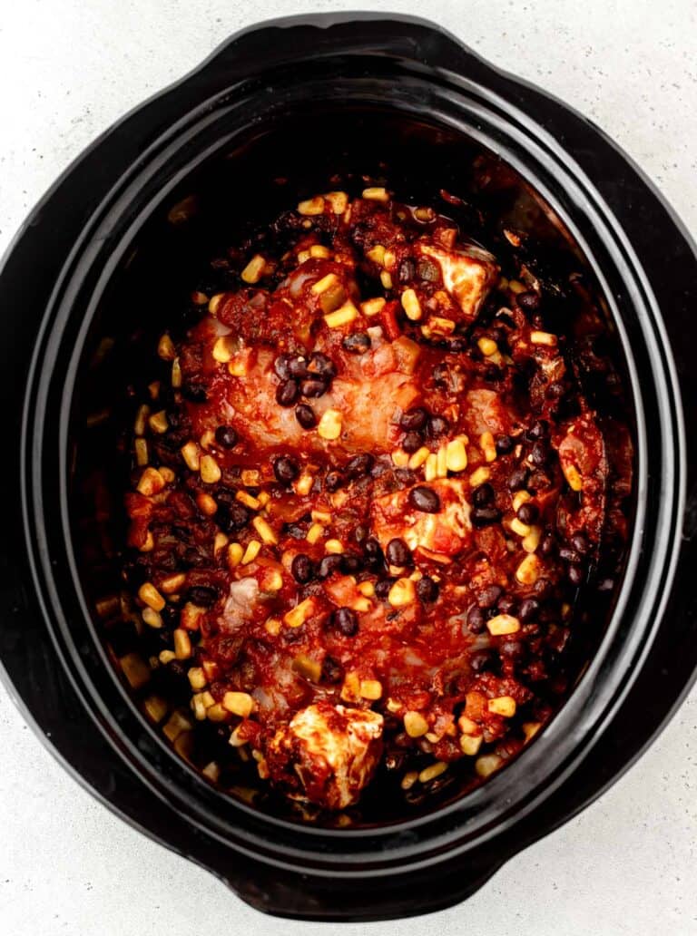 Crockpot Salsa Chicken with Cream Cheese - Haute & Healthy Living