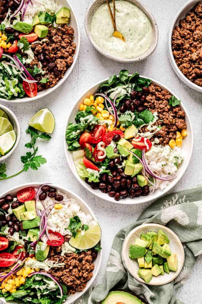 Easy Ground Beef Taco Bowls - Haute & Healthy Living
