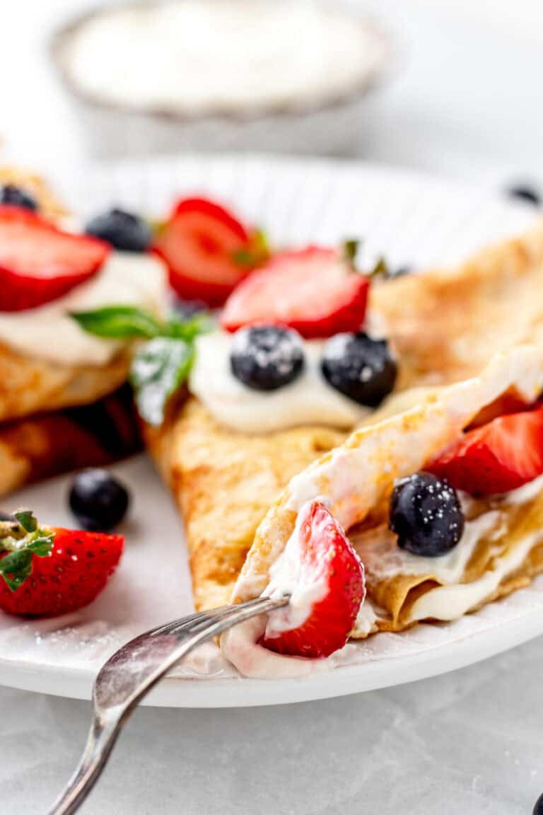 Healthy Crepe Recipe with Almond Milk {Dairy-free} - Haute & Healthy Living