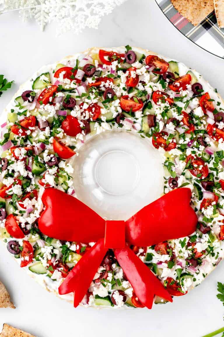 Christmas Hummus Wreath Appetizer